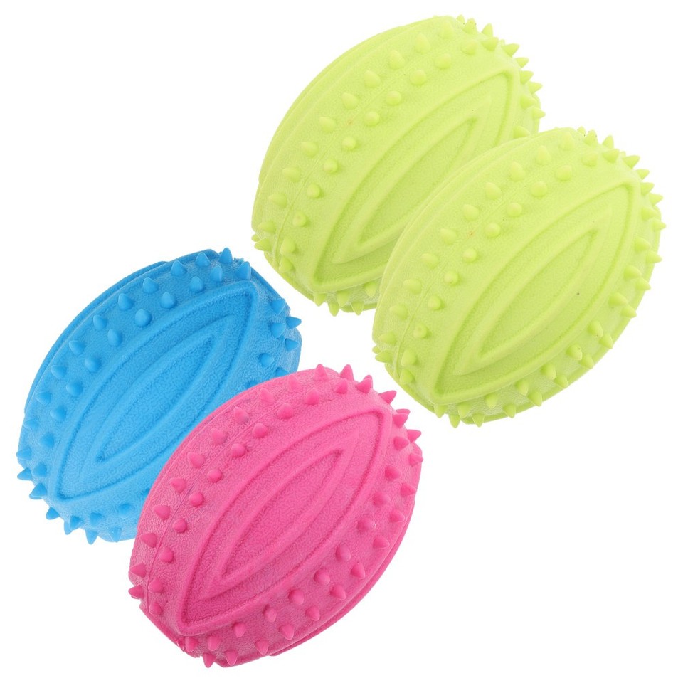 4 Pcs Dog Football Chew Toys Puppy Balls for Small Dogs Pets Teaser ...