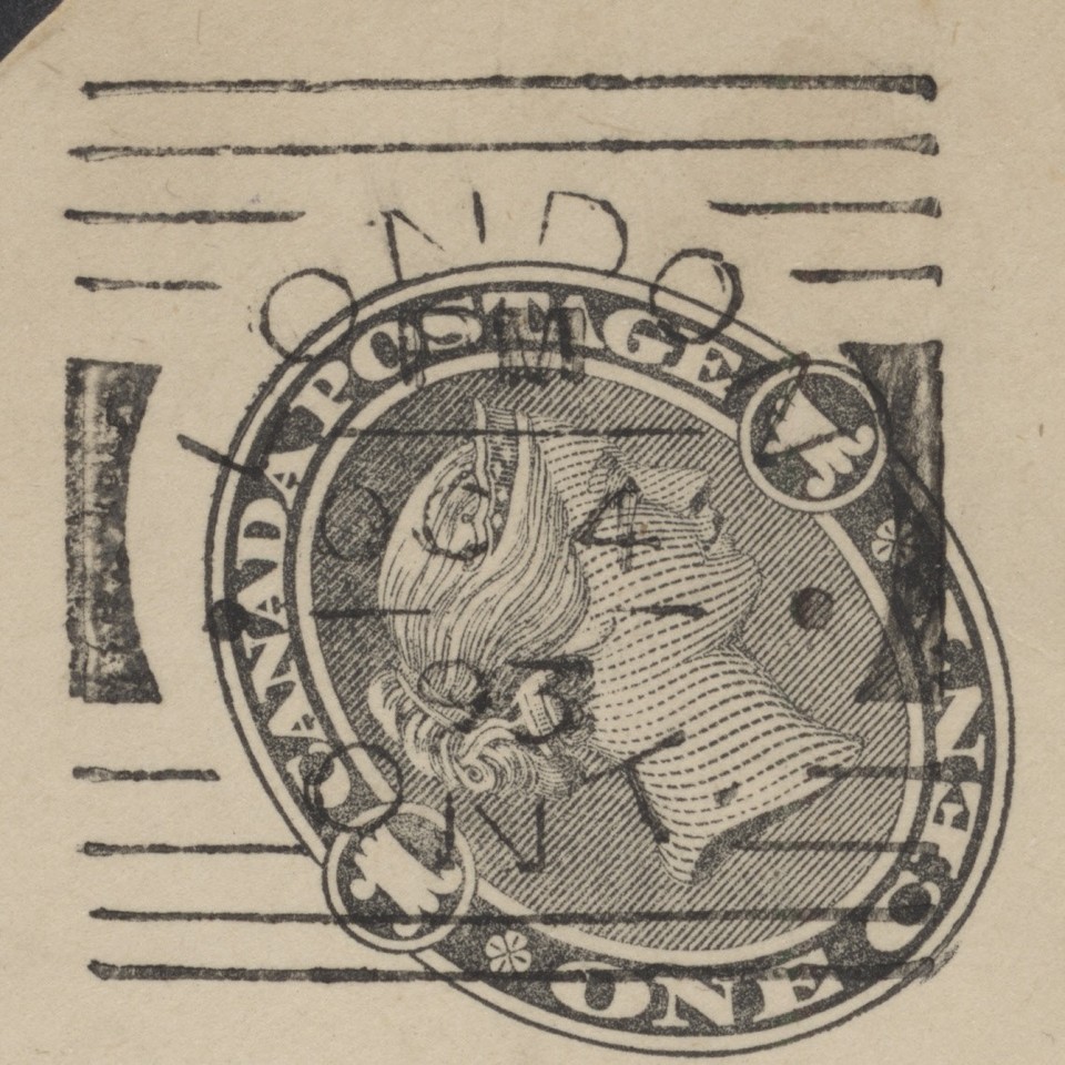 1893 London ONT Squared Circle On #P12 1c PSC Stamp Dealer Staebler to ...