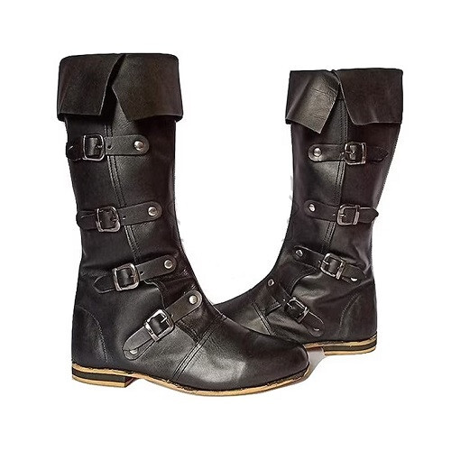 Medieval Leather Boots RENAISSANCE Viking Pirate Boots Mans Black ...