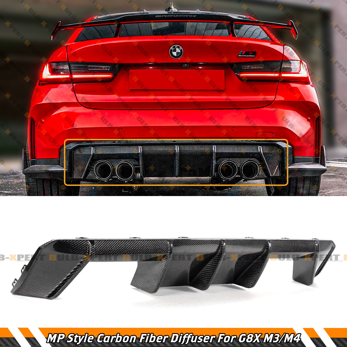 MP Style Real Carbon Fiber Rear Bumper Diffuser For 2021-2026 BMW G80 ...