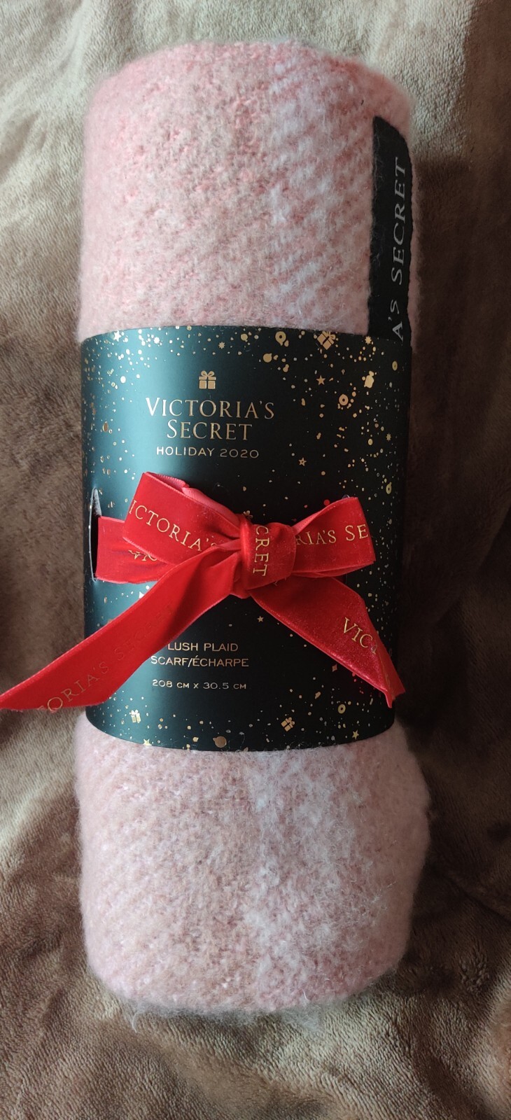 Victoria's Secret Holiday 2020 Pink Plush Plaid Scarf 82" x 12" NEW | eBay