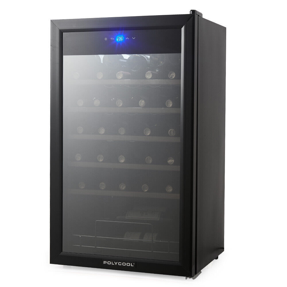 POLYCOOL 95L 34 Bottle Wine Bar Fridge Underbench Cooler - Black for ...