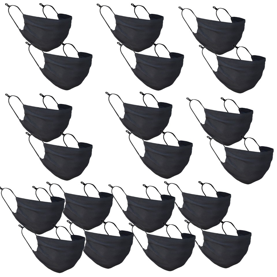 XL 8/12/20 PC Black Soft Face Mask Reusable Washable Breathable Free ...