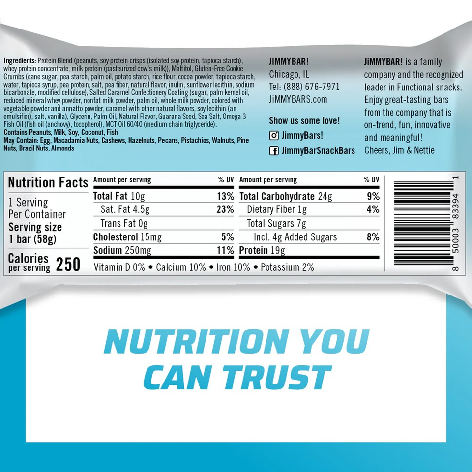 JimmyBar Protein Bar Wake & Focus Sea Salt Caramel Cookies 'N Cream ...