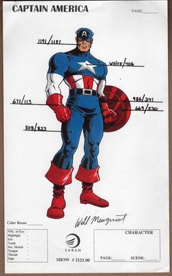 Three 8.5x14" Model Sheets From Saban’s 1997 Captain America Pilot Will ...