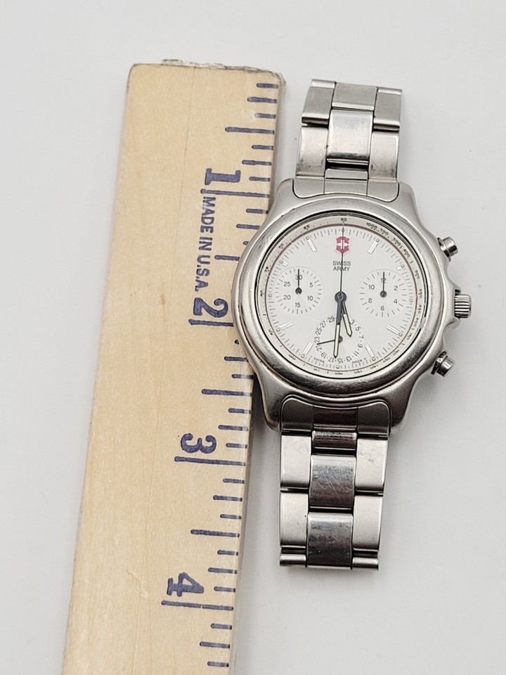 Victorinox Swiss Army Officer Chrono Watch Men 40mm White Dial Steel ...