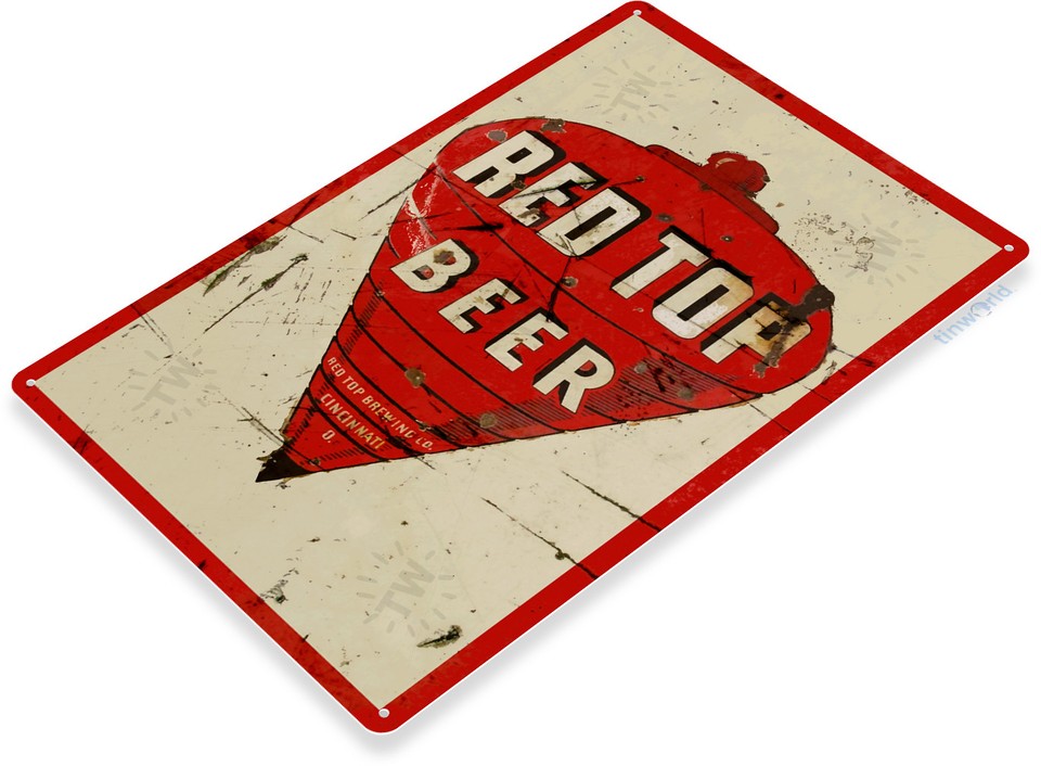 TIN SIGN Red Top Beer Bar Pub Retro Rustic Beer Sign Decor B521 | eBay
