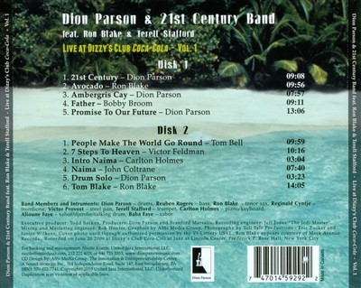 DION PARSON & 21ST CENTURY BAND LIVE AT DIZZY'S CLUB COCA-COLA, VOL. 1 ...