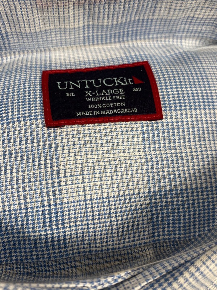 Untuckit Ceno Button Up Blue Long Sleeve Wrinkle Free Shirt Size XL ...