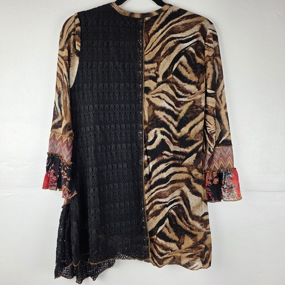 Calessa Tunic Top L Multicolor Patchwork Exotic Asymmetric Artsy Boho ...