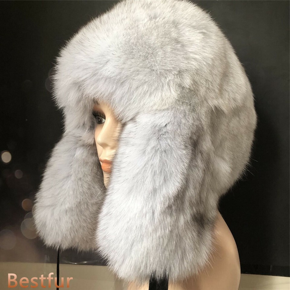 Male Full Covered Real Fox Fur Hat Russian Ushanka Hat Cossack Warm ...