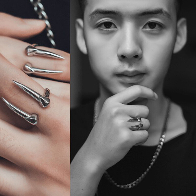 Snake Fangs Ring for Woman Vintage Gothic Punk Silver Color Animal Ri$i ...