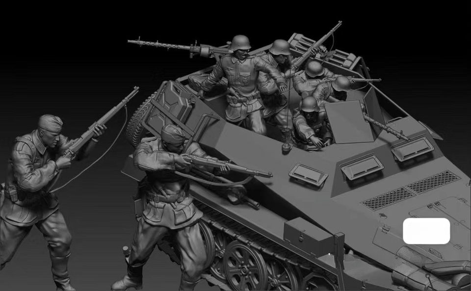 1/35 Scale 7 German Armored Soldiers Ww2 Resin Figures Models Kits Toys ...