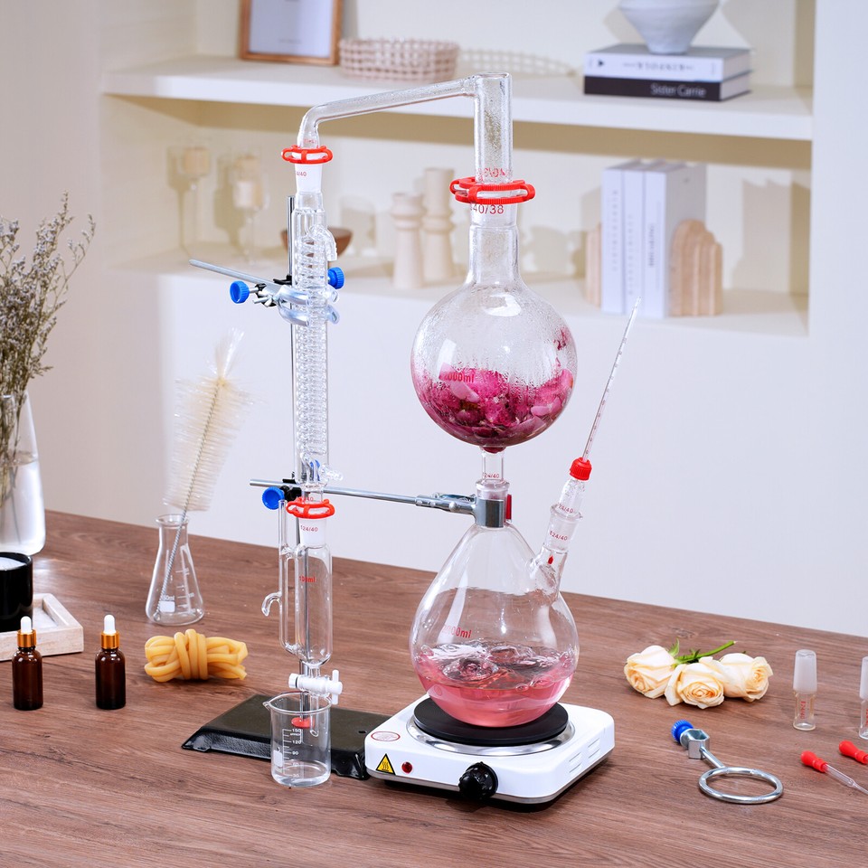 VEVOR 2L Essential Oil Steam Distillation Kit Distillation Apparatus 28 ...