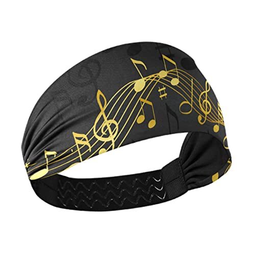 Golden Music Note Headband for Women Elastic Headwraps Hair Band ...