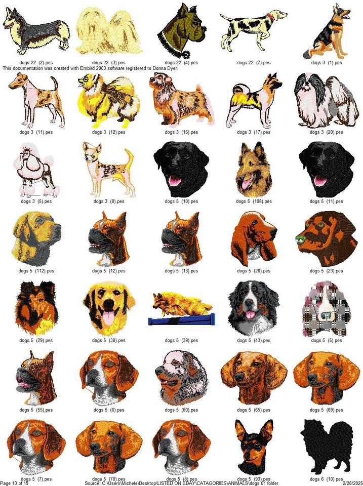 644 DOGS EMBROIDERY MACHINE DESIGNS COLLECTION PES USB DRIVE | eBay