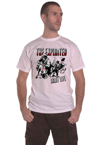 The Exploited T Shirt Army Life Band Logo new Official Mens White | eBay