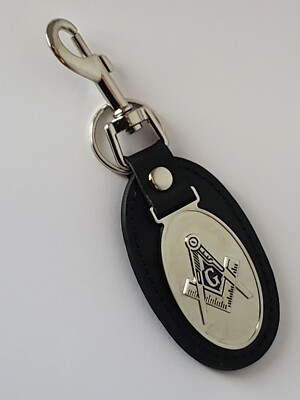 Masonic Leather Key Fob Keychain Mason Key Ring | eBay