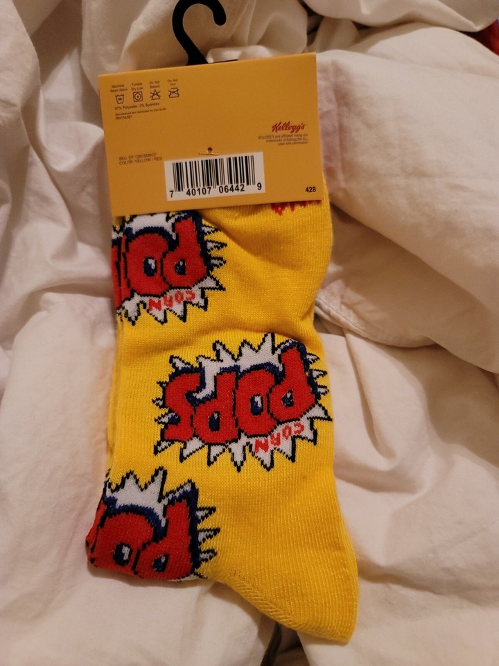 New KELLOGGS CORN POPS MENS NOVELTY CREW SOCKS SHOE SIZE 6-12 | eBay