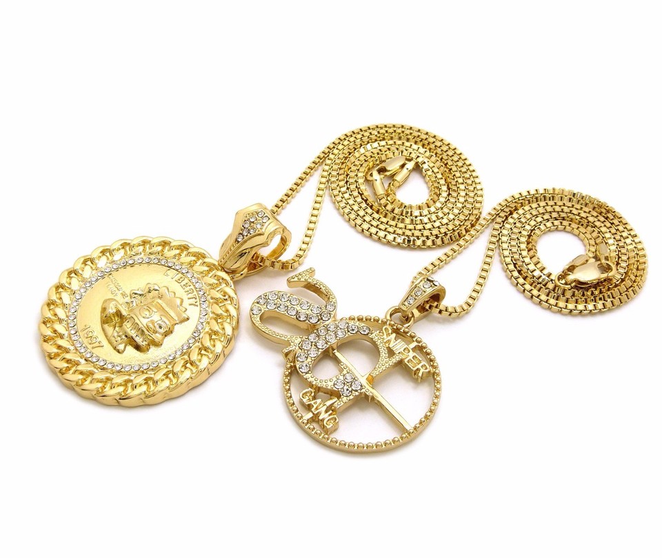 NEW SNIPER GANG PENDANT & BOX CHAINS HIP HOP NECKLACE SET - RC2685G | eBay