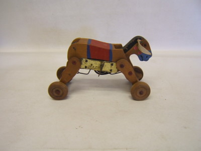 Vintage Wood Wind Up Donkey Pull Toy Early Japan Working PAT NO 120377 ...
