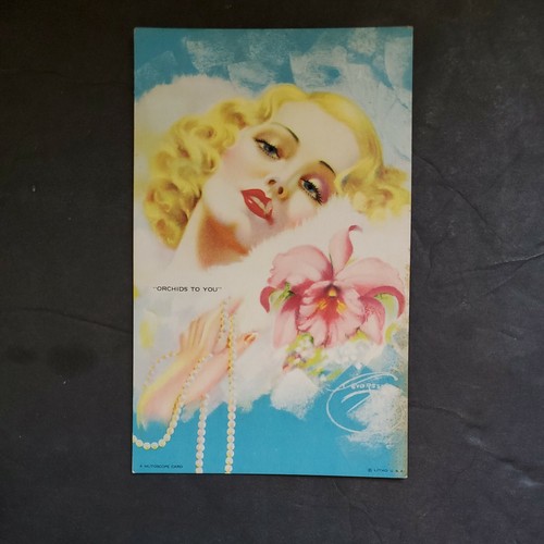 MUTOSCOPE CARD ALL AMERICAN GIRLS "ORCHIDS TO YOU" UNCIRCULATED PINUP ...