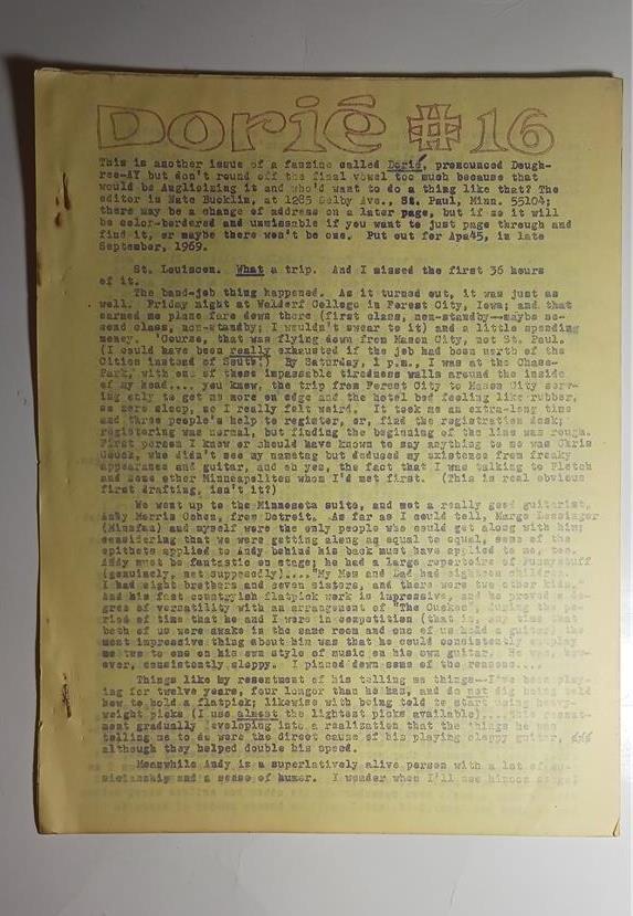 DORIE #16 SF FANZINE SEPT 1969 NATE BUCKLIN APA-45 ST LOUISCON WORLDCON ...