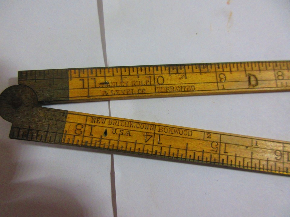 VINTAGE STANLEY N. 84 FOLDING BOXWOOD & BRASS RULE RULER 24" | eBay