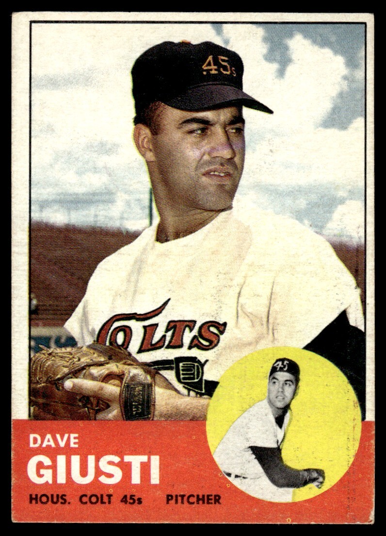 1963 Topps Baseball Card Dave Giusti Houston Colt .45s #189 | eBay