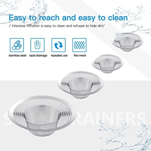4 Pack Stainless Steel Kitchen Sink Strainer Mesh Screen for Bathroom ...