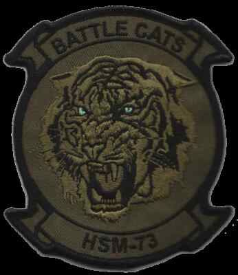 4" NAVY HSM-73 BATTLE CATS HELICOPTER SQUADRON GREEN EMBROIDERED PATCH ...