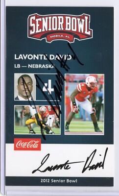 2012 Senior Bowl LAVONTE DAVID Autograph Card Cornhuskers Tampa Bay ...