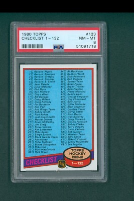 1980 Topps Hockey Card - #123 Checklist 1-132, PSA 8 NM/MT | eBay