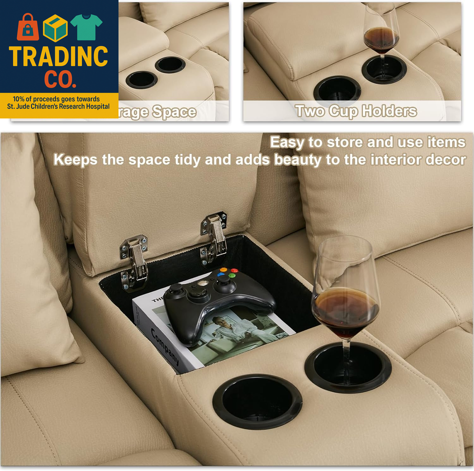 65.5" RV Loveseat Recliner Double Recliner RV Sofa & Console | Wall ...