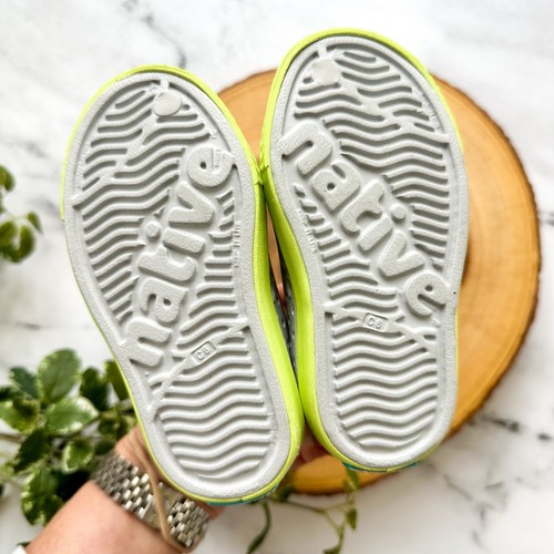 Native Toddler Grey & Neon Green Jefferson Waterproof Slip On Shoes, sz ...