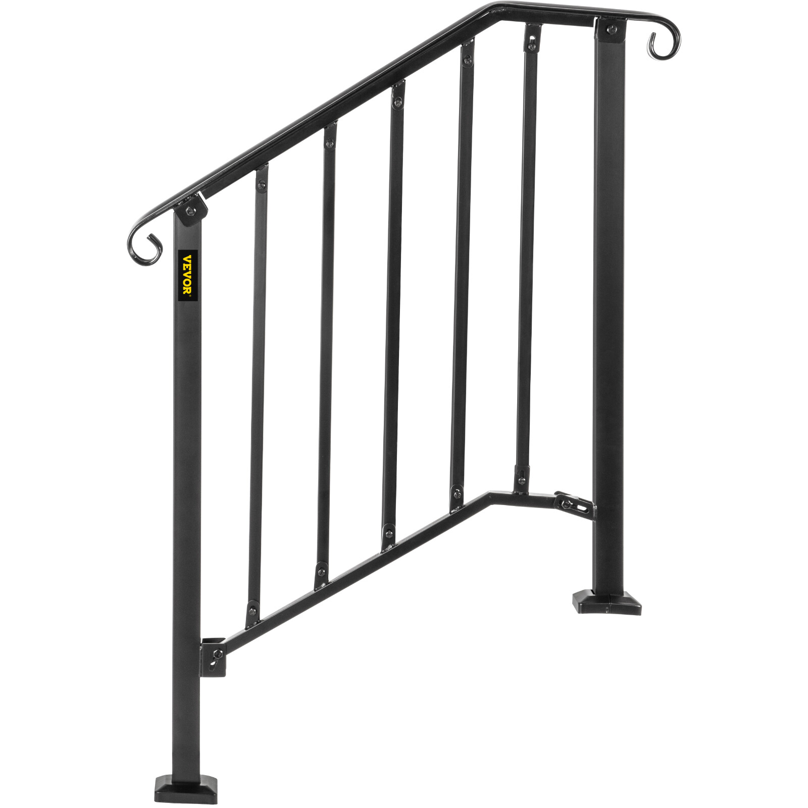 VEVOR Wrought Iron Handrail Stair Railing Fit 2 or 3 Steps Adjustable ...