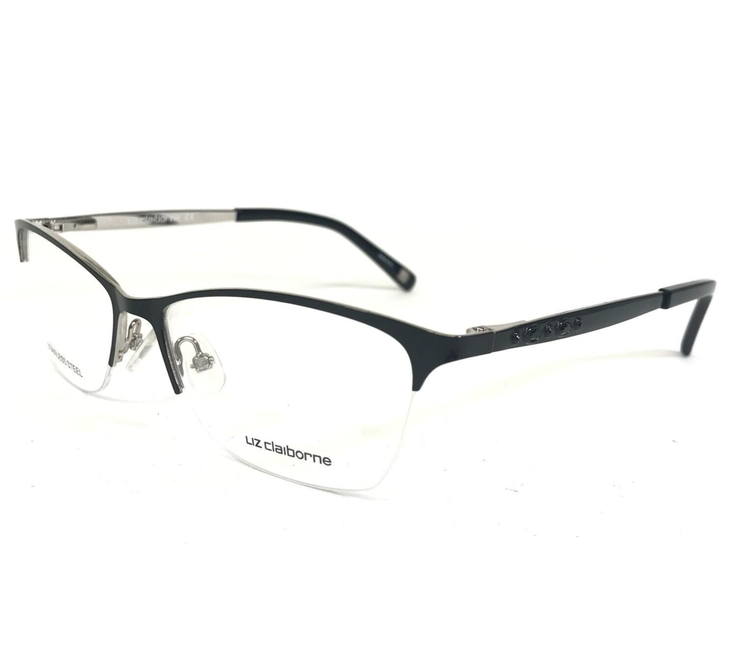 Liz Claiborne Eyeglasses Frames L654 CSA Black Silver Cat Eye Half Rim ...
