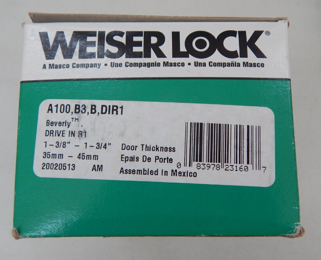 Weiser Lock Beverly Passage Knob Brass Adjustable Drive in Latch, New ...