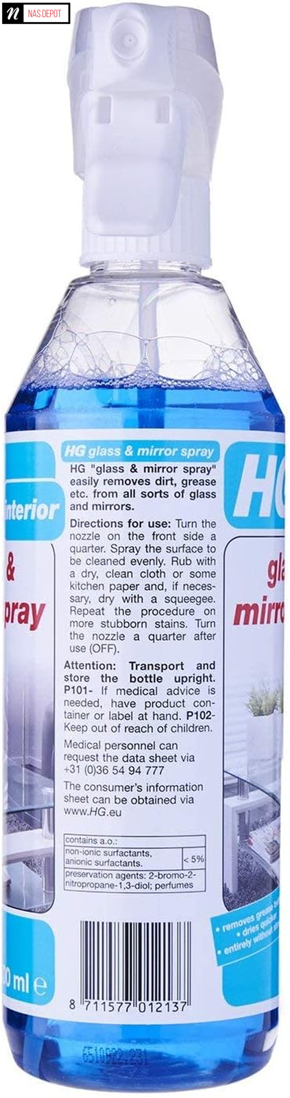 HG Glass Cleaner and Mirror Spray Windows Surfaces Quickly Easy Wipe ...