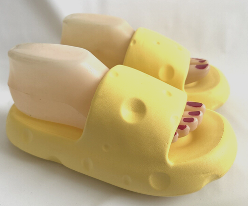 Cheese Slides Women Size 38-39 Pillow Yellow Thick Slides Sandals ...