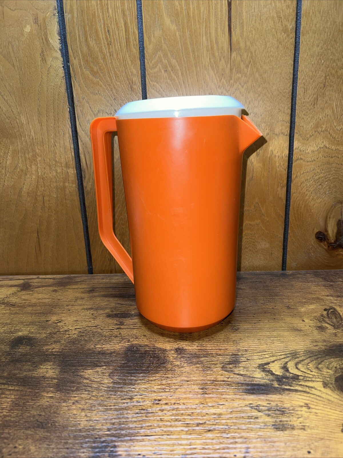 Vintage Orange Drink Pitcher Rubbermaid 2 1/4 Quart White Lid J-2445 | eBay