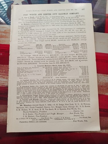 1904 train Report FORT WORTH & DENVER CITY RAILWAY Texas Pan Handle ...