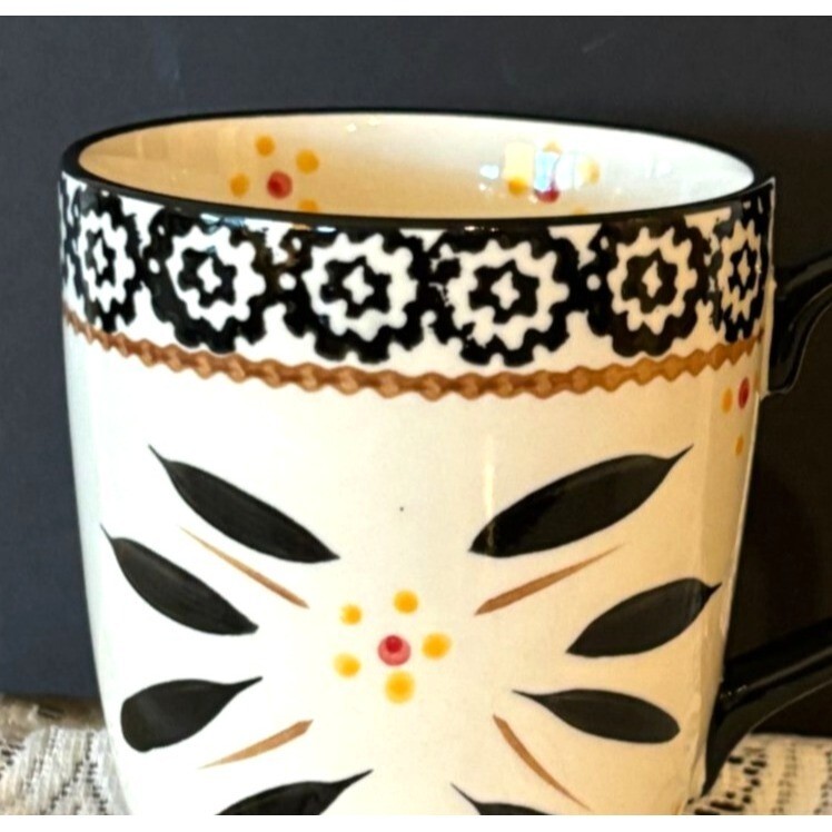 Temptations, Black, "Old World", Coffee Mug, Cream, Black, Yellow ...