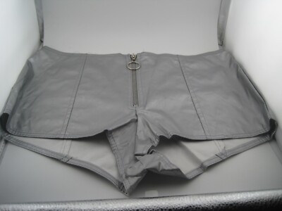 Leg Avenue Womens Size Large Silver Shiny Vinyl Short Bootie V Shorts w ...