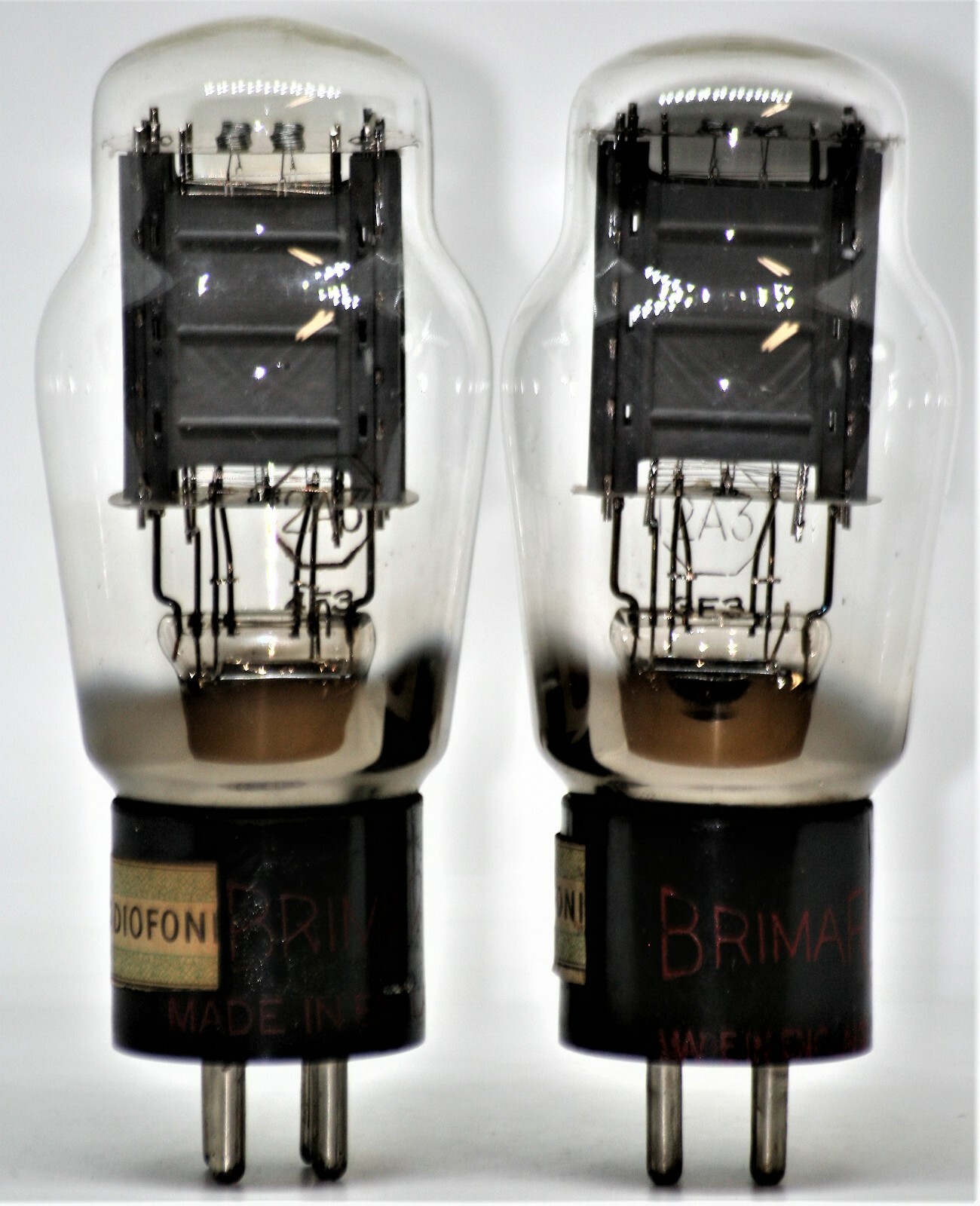 2A3 TUBE BRIMAR MATCHED PAIR POWER TUBES VALVE BRITISH DUAL BOX PLATE ...