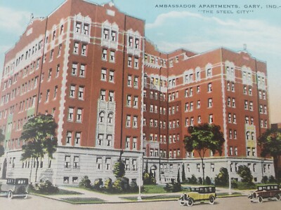 C 1920 Brick Ambassador Apartments The Steel City Gary IN White Border ...