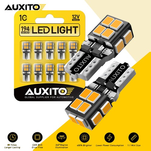 10x 12V 14smd T10 194 168 158 W5W 501 Amber LED Side Wedge Car Light ...