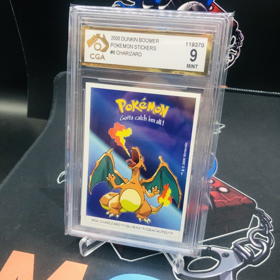 CHARIZARD CGA 9 MINT DUNKIN BOOMER STICKER BASE CARD 1999 2000 PSA ...