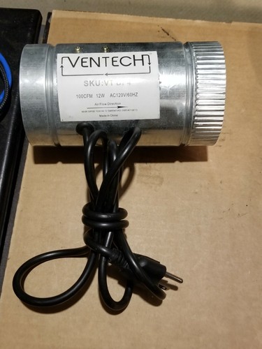 VENTECH VT-DF-4 DF4 IN LINE BOOSTER DUCT FAN 100 CFM, 4" ROUND 12W ...