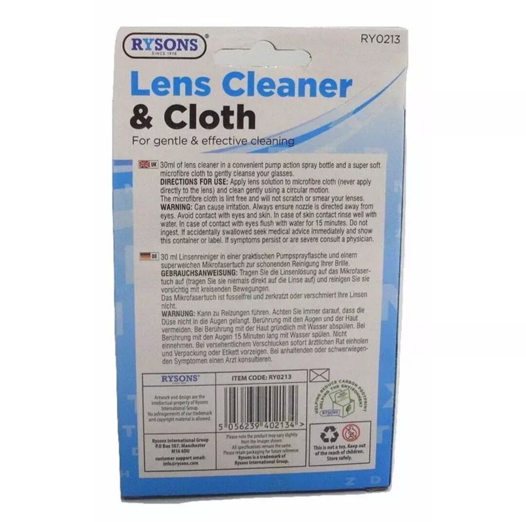 New Optical GLASSES LENS SPRAY CLEANER Microfibre Cloth Wipes Spectacle ...